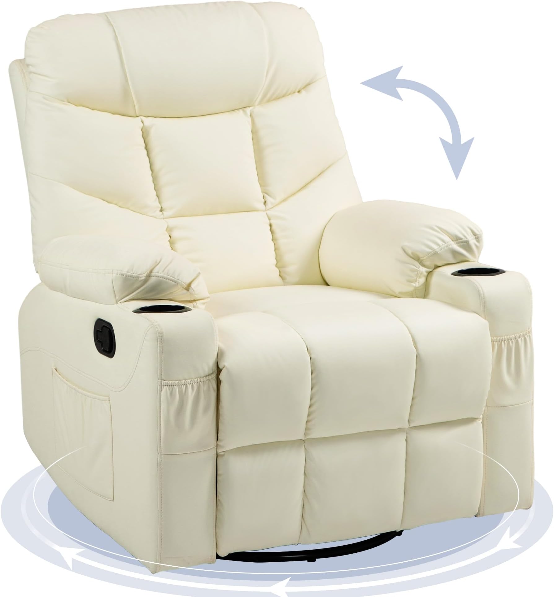 HOMCOM Recliner Armchair, Swivel PU Leather Manual Reclining Chair with ...