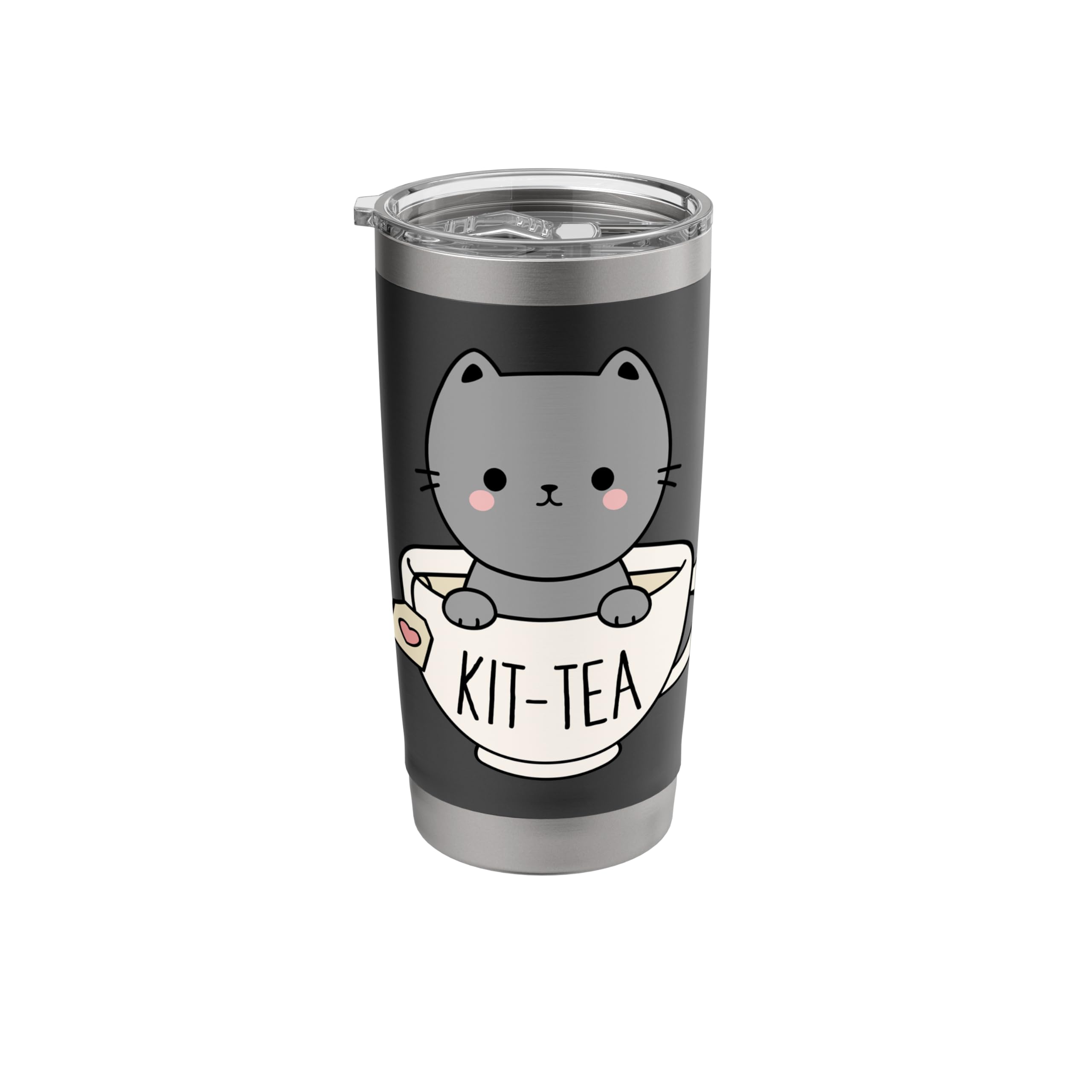 Amazon.com | Kit-Tea Cute Kitten In Tea Cup Cat Lover Funny Cat Pun ...