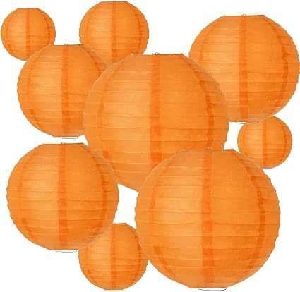 Amazon.com: Orange Round Paper Lanterns Decorative Hanging Asia Chinese ...