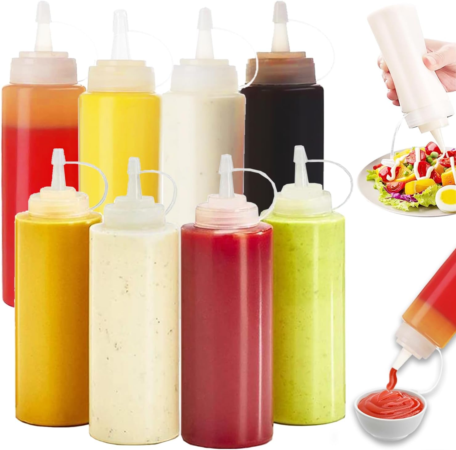 DERU Squeeze Bottle, 8 Pcs 8oz Botella de Salsa, Dispensador de ...