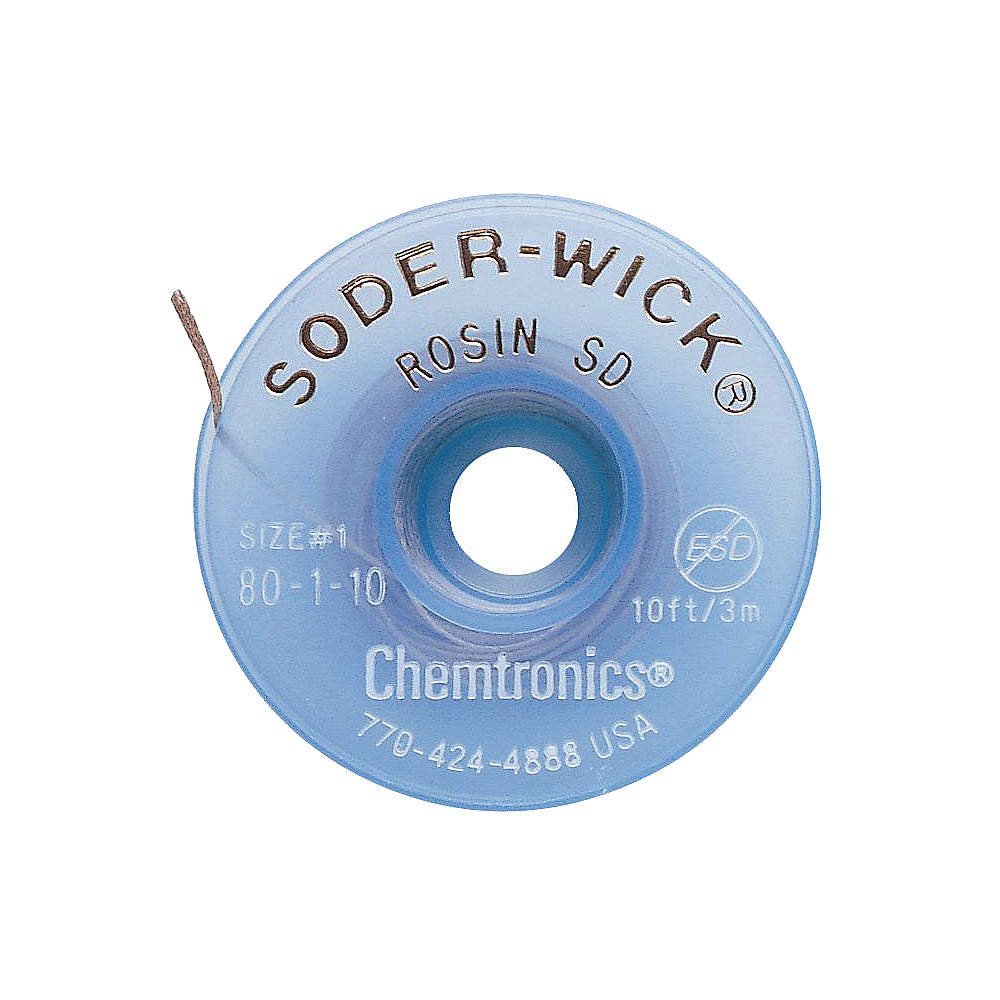 CHEMTRONICS 80-1-10 Braid, DESOLDERING, Rosin SD, 3m, Solder - Amazon ...