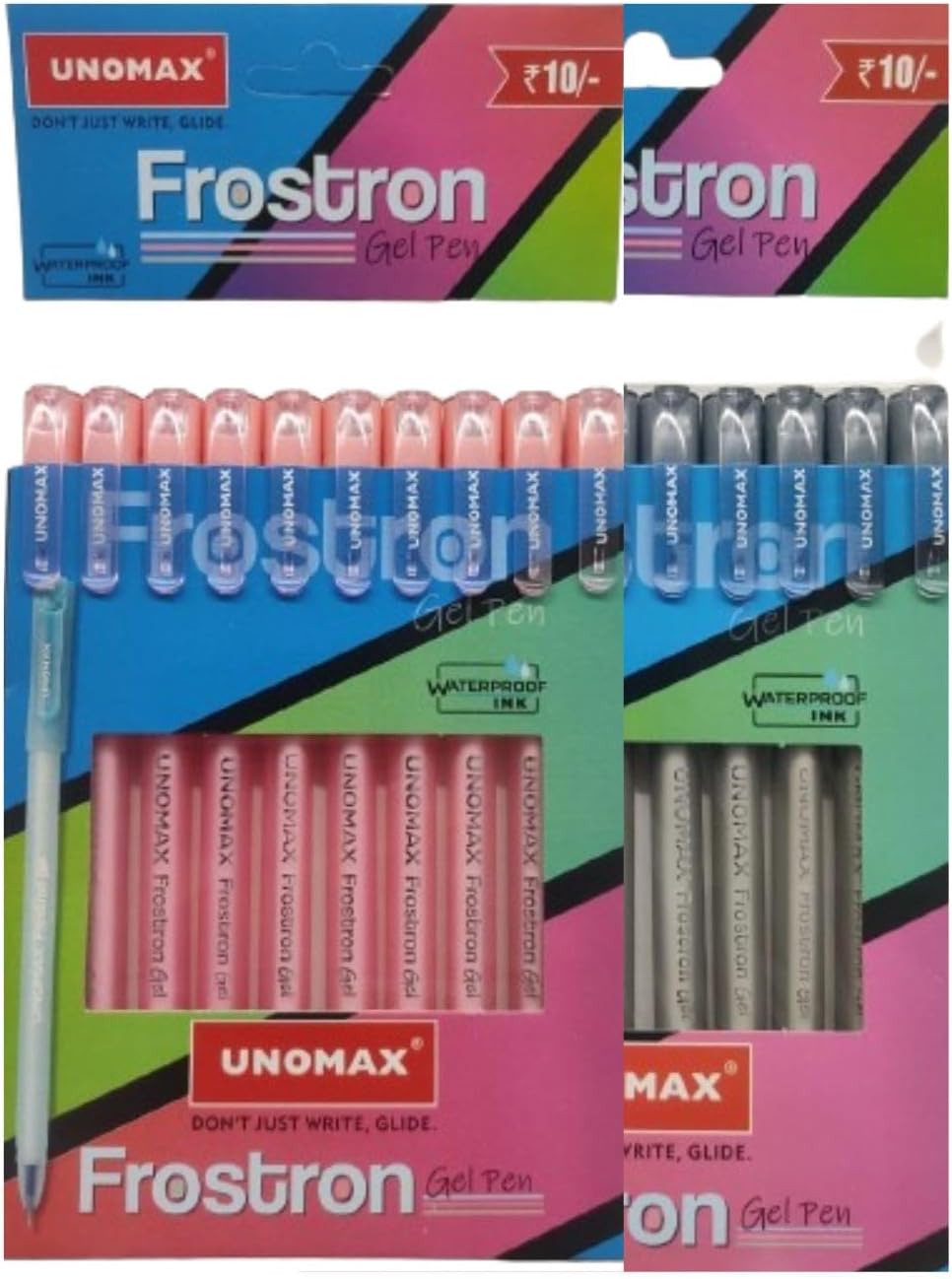 UNOMAX Frostron Gel Pen Jar Pack of 50 (35 Blue, 12 Black and 3 Red ...