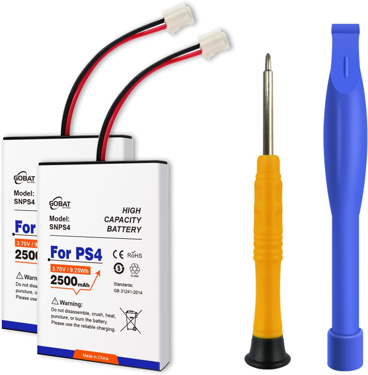 Amazon.com: GOBAT 2pcs PS4 Controller Battery,2500mAh High Capacity ...