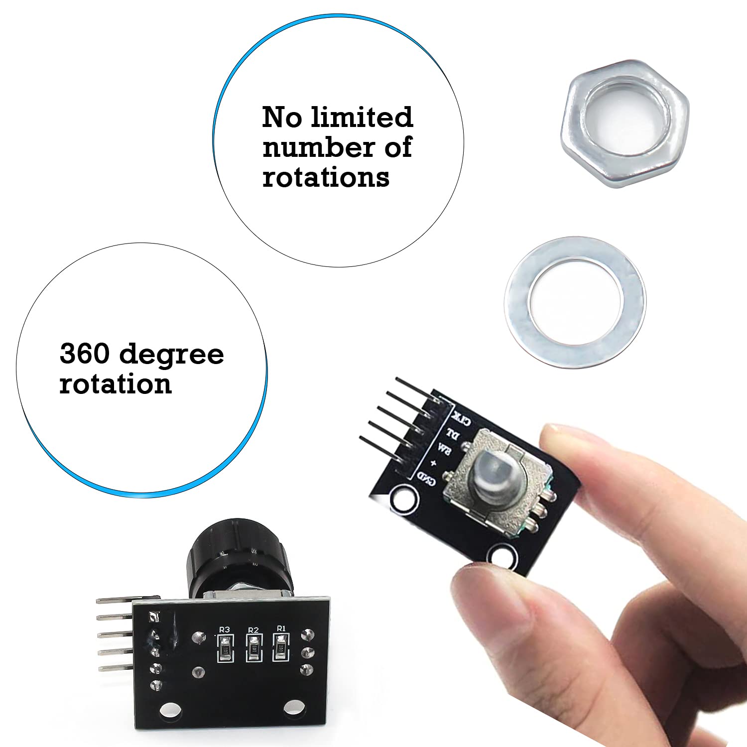 KY-040 Rotary Encoder Module 360 Degree 5 PCS with Knob Cap Brick ...