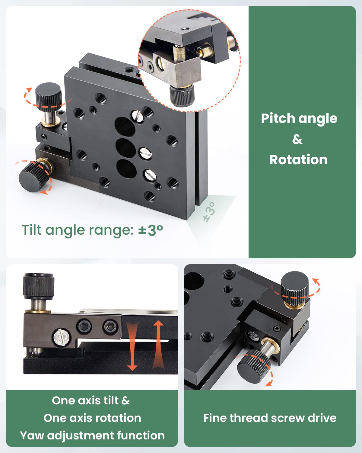 Buy Huanyu Optical Tilt and Rotation Stage 2.6 inches Precision angle ...