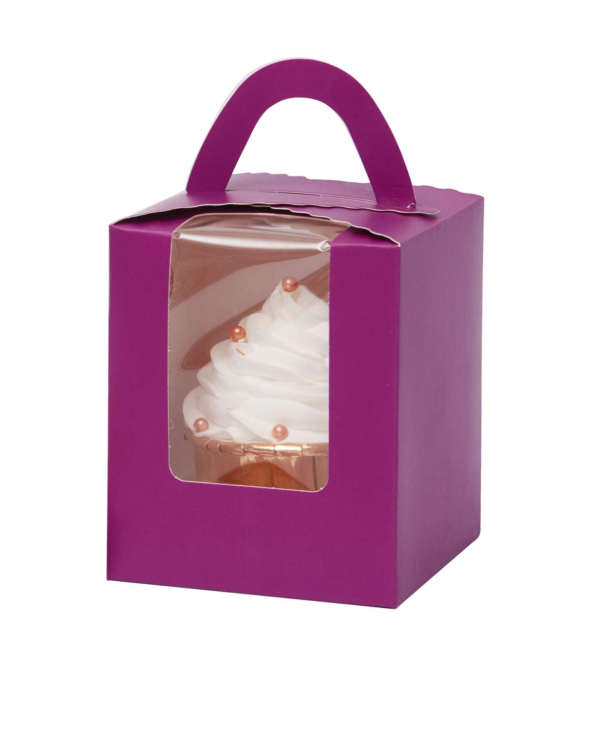 qiqee Deep Purple Cupcake Boxes Individual Auto-pop up Bottom Cupcake ...