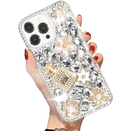 Amazon.com: Threesee for iPhone 14 Pro Max Bling Case,Luxury Crystal Rhinestone Flowers Glitter ...