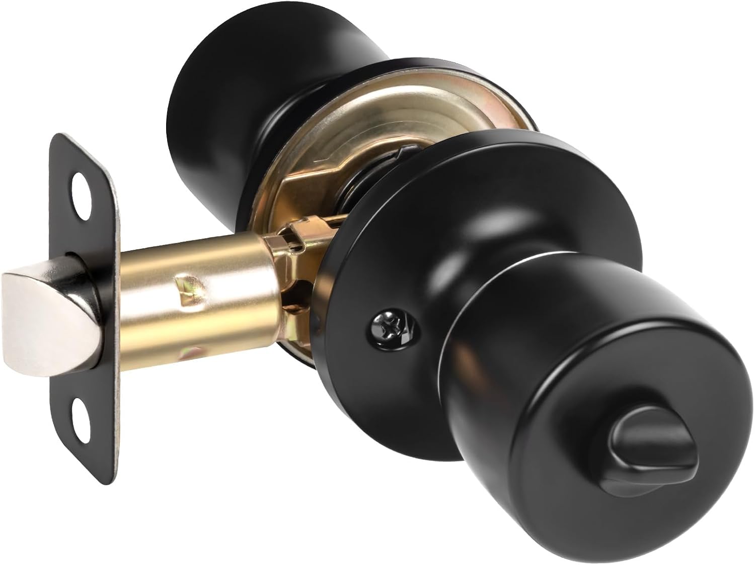 HOSOM Privacy Door Knob with Lock, Matte Black Door Knob Set, Black ...