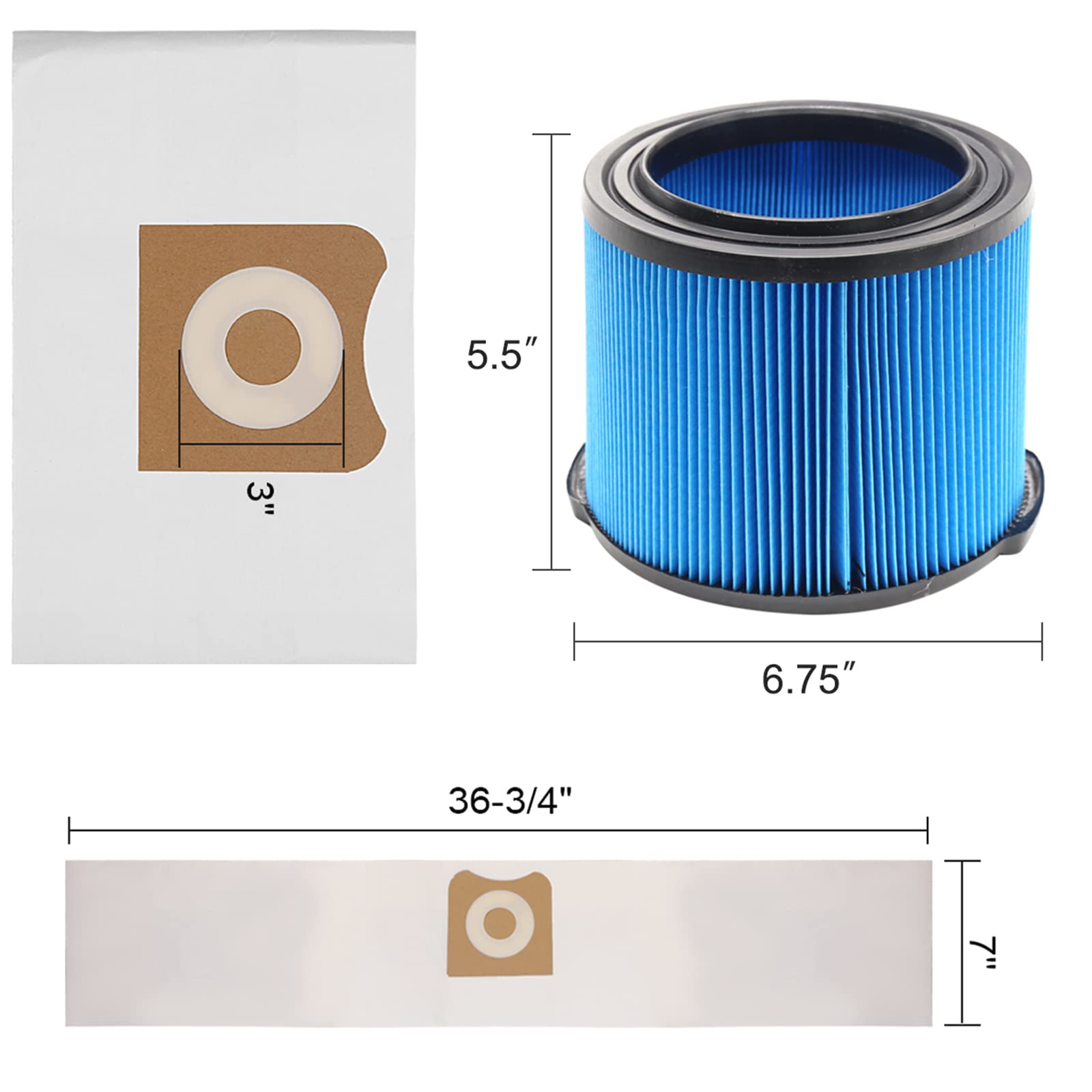 Snapklik.com : 2 Pack VF3500 Filter Replacement For Ridgid Portable Vac ...