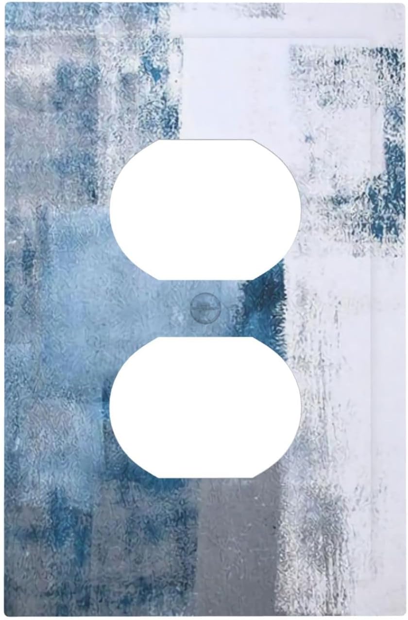 Contemporary Gray Turquoise Navy Blue Grey Abstract Art 1-Gang Duplex ...