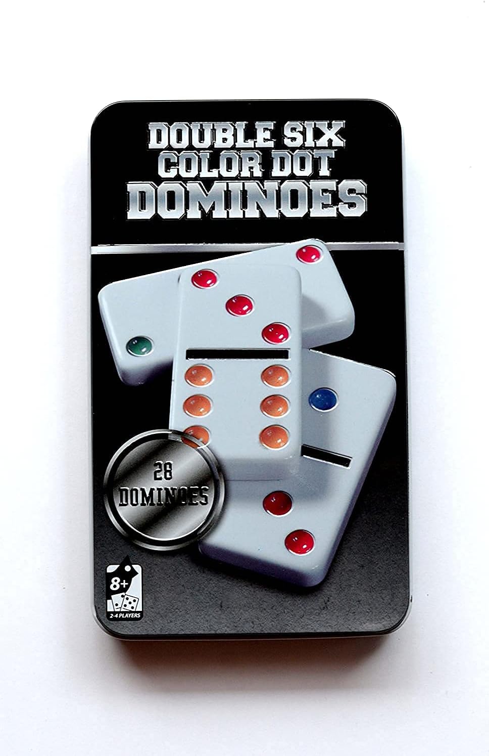 Buy Double 6 Color Dot Dominoes Game Set - White Dominoes 28 Piece Set ...
