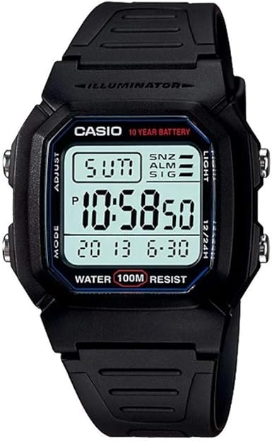 CASIO W800H-1 Unisex Black Digital Watch with Black Band : Amazon.com ...