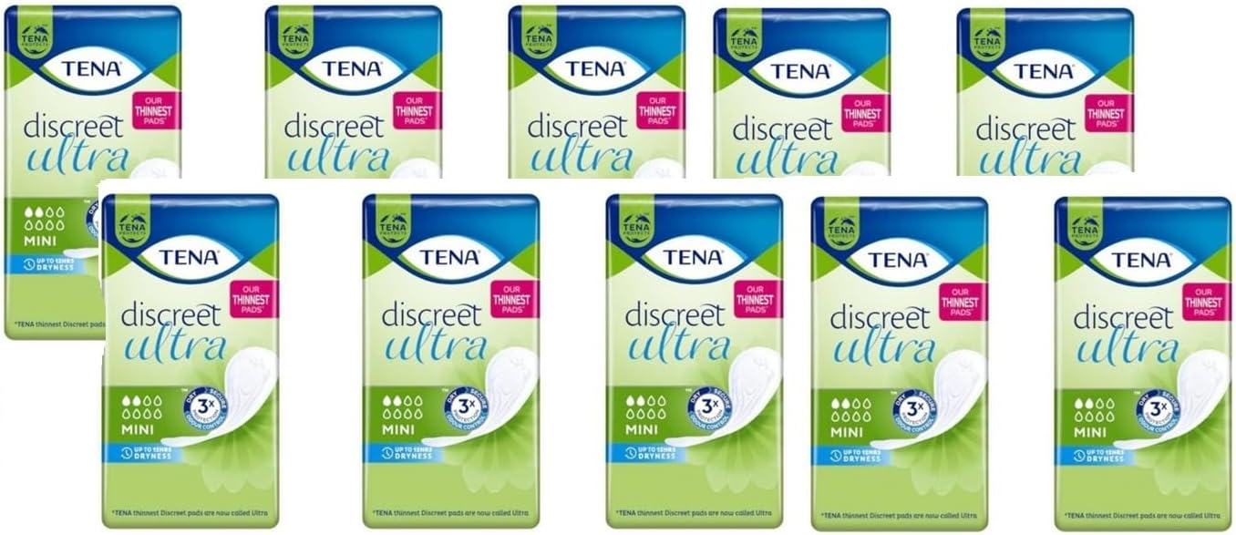 Tena Lady Discreet Mini Slipeinlagen, Liefermenge: 10 Packungen je 20 ...