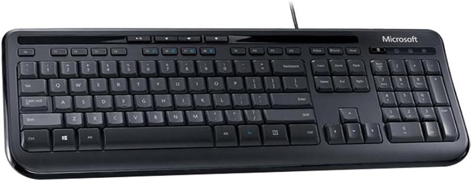 Amazon.com: Microsoft Wired Keyboard 600 (Black). Wired Keyboard for ...