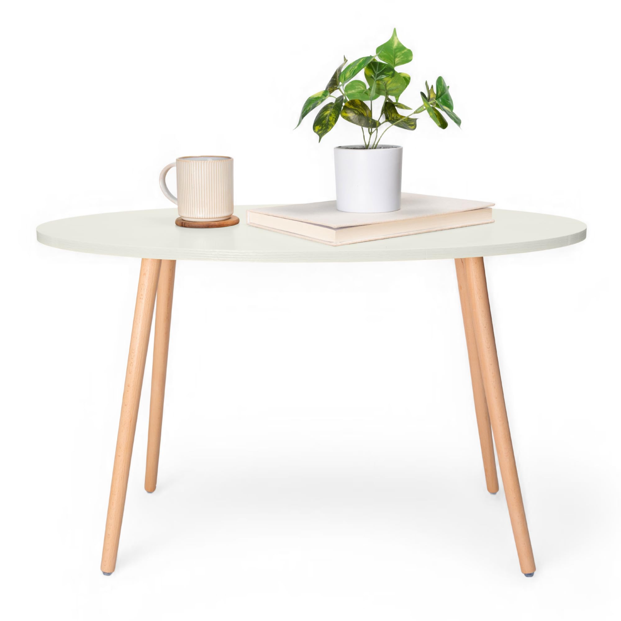 Amazon.com: DECOMIL - Modern Oval/Round Side Table, White Side Table ...