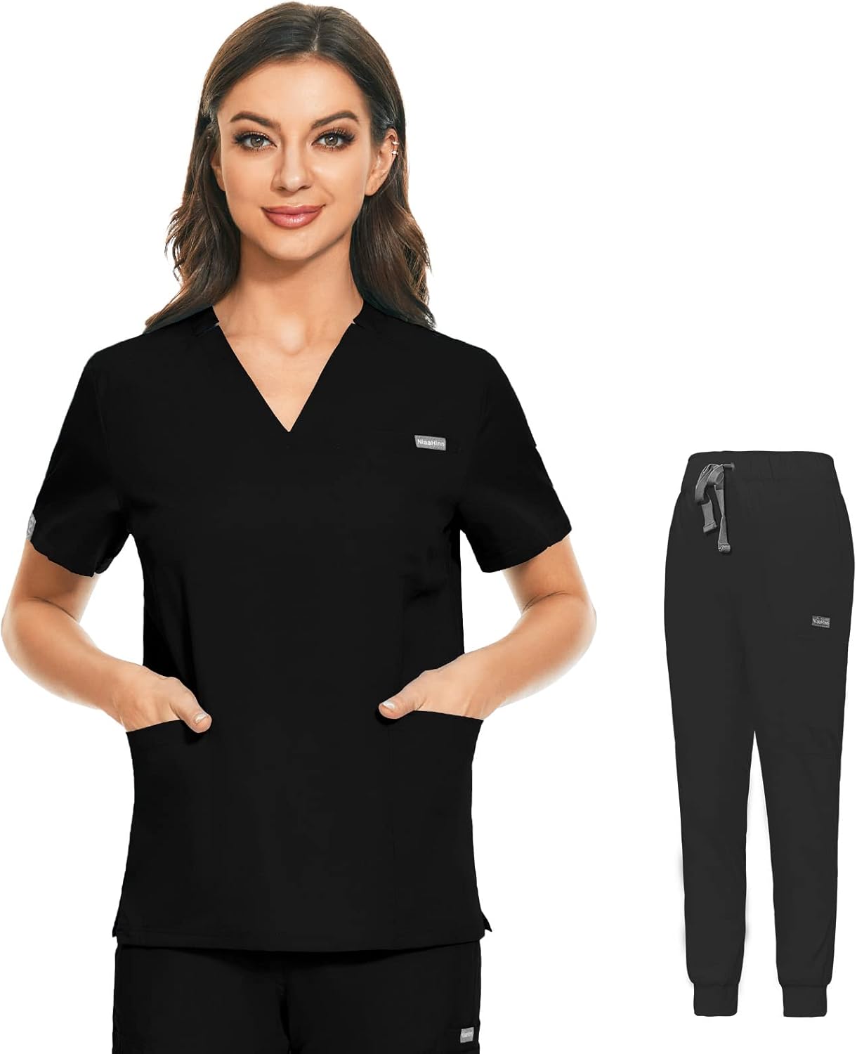 Amazon.com: VIAOLI Women's Scrub Suit Set Modern V-Neck Top and ...