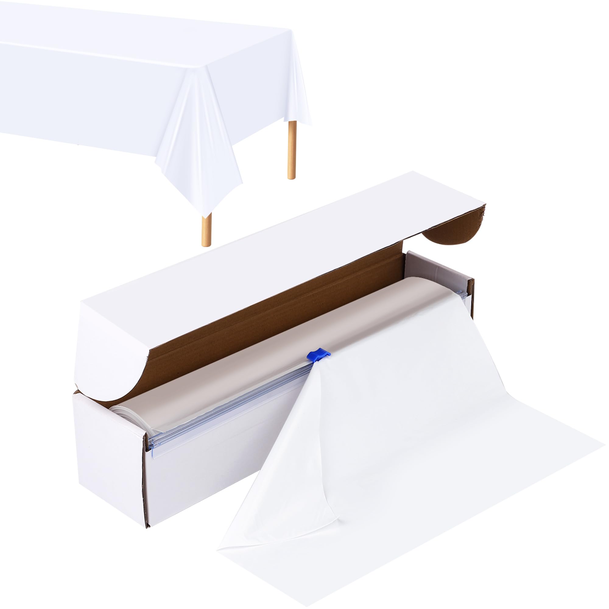 HOBBY HORSE White Plastic Tablecloth Roll with Cutter Box 100 Ft x 54 ...