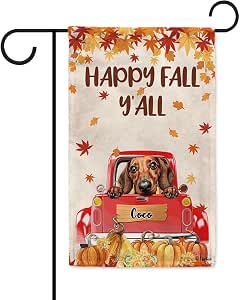 Amazon.com : NeeQu Personalized Happy Fall Y'all Garden Flag 12.5x18 ...