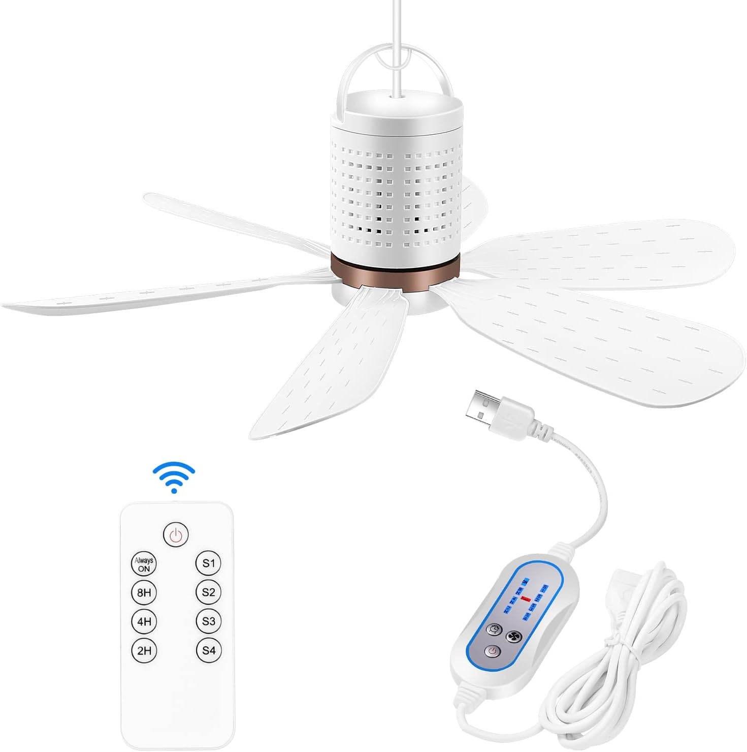 Amazon.com: BaoBrot 20.5" Plug In Ceiling Fan With Light - Socket Fan ...