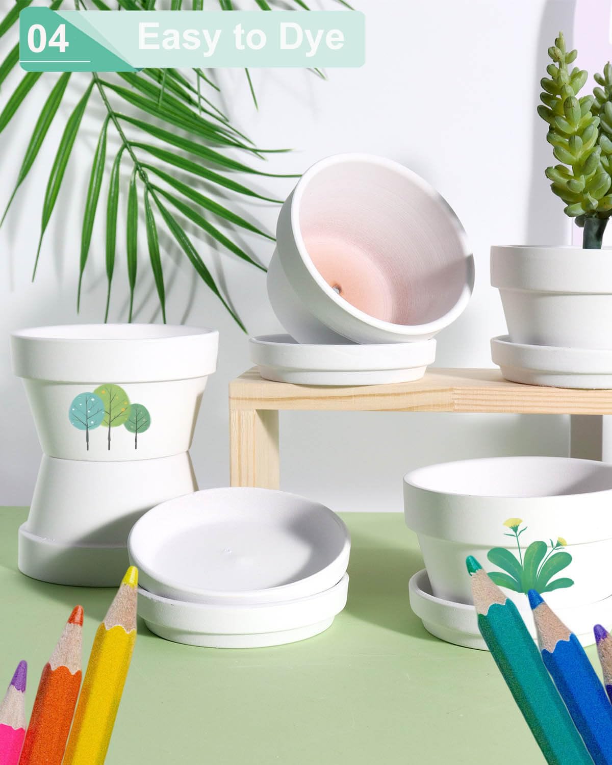 Snapklik.com : Vensovo 5.7 Inch White Terracotta Shallow Succulent Pots ...