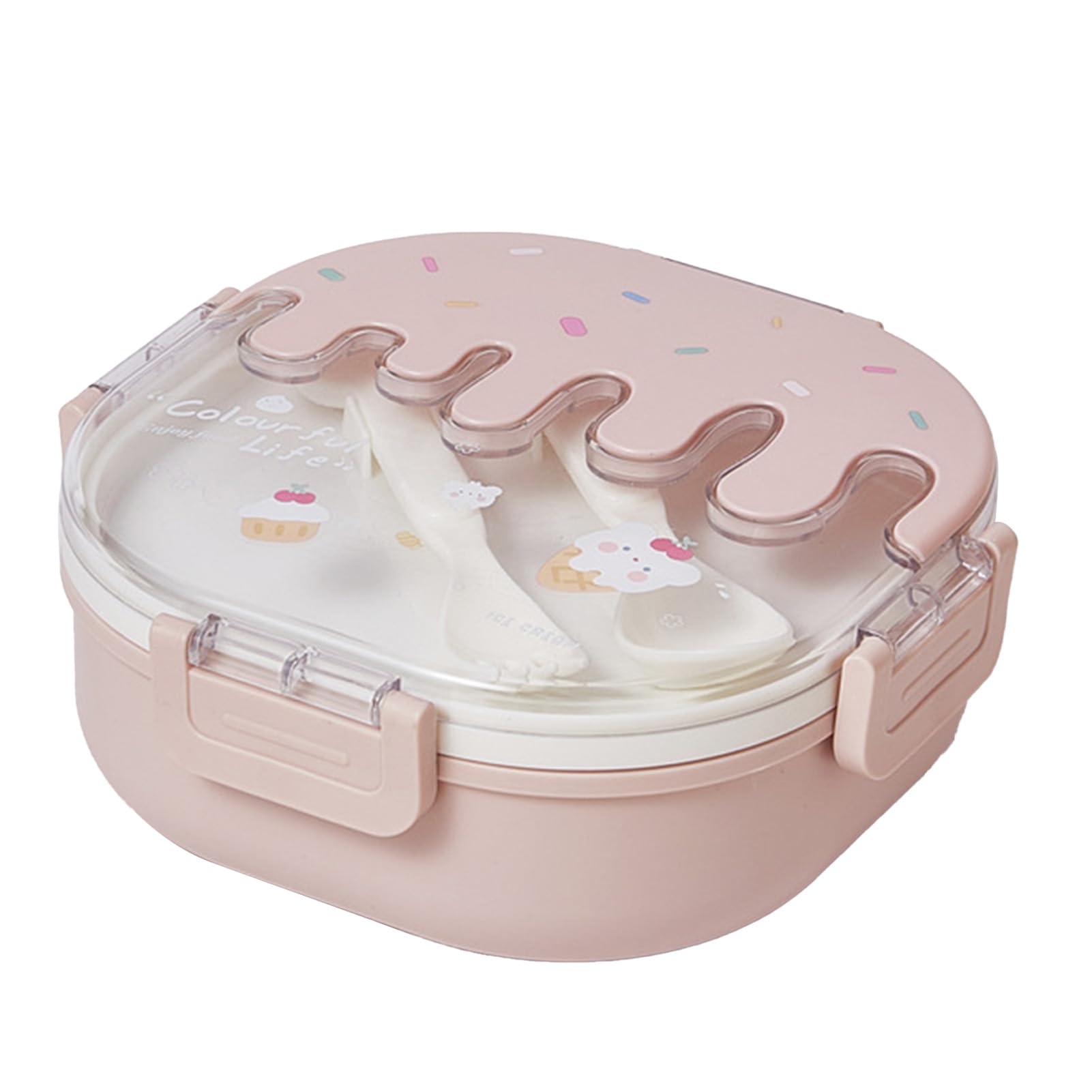 Amazon.com: LIZEALUCKY Bento Lunch Box Cute Ice Cream Lunch Box with 3 ...