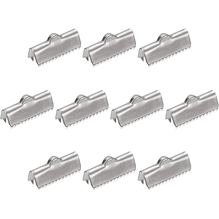Amazon.com: uxcell 30Pcs Ribbon End Crimp Clamps, 20mm Smooth Stainless ...