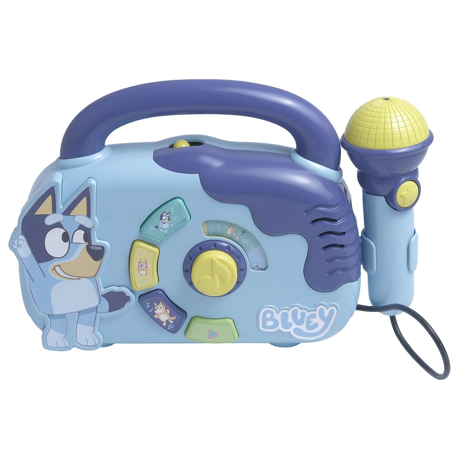 Bluey Boombox Sing-Along Toy with Flashing Lights, Microphone, and ...