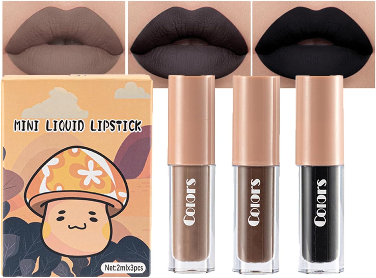3 Colors Matte Lipsticks Set - Waterproof Long Lasting Liquid Lipstick ...
