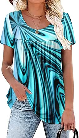 Amazon.com: WRRH Womens Summer Short Sleeve Blouses Plus Size Tops ...