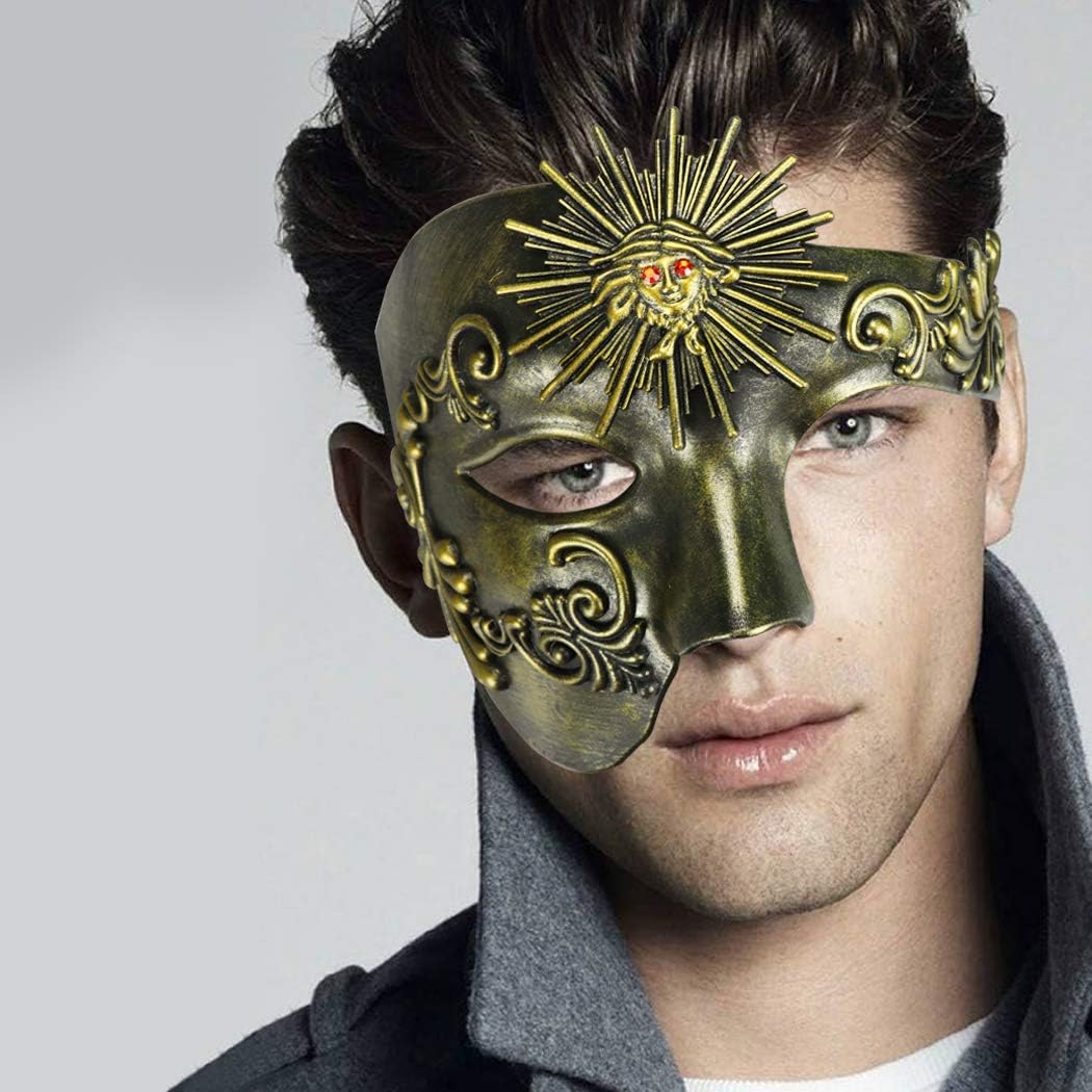 Thmyo Half Face Men’s Sun God Greek Style Plastic Party Carnival ...