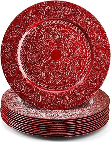 Amazon.com | RYR 13 Inch Red Charger Plates Plastic Plate Chargers for ...