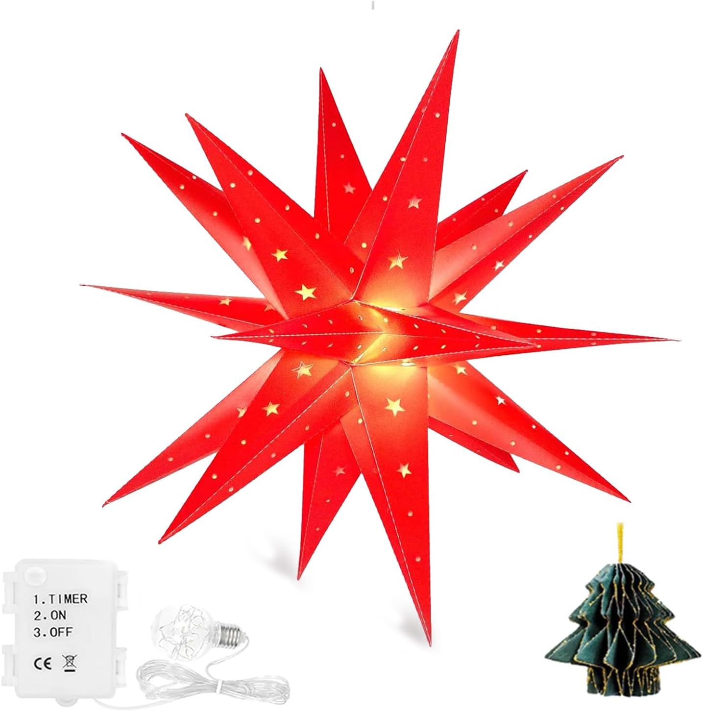 Amazon.com: YPGFDZYDHH 18" Moravian Star Outdoor Light - LED 3D ...
