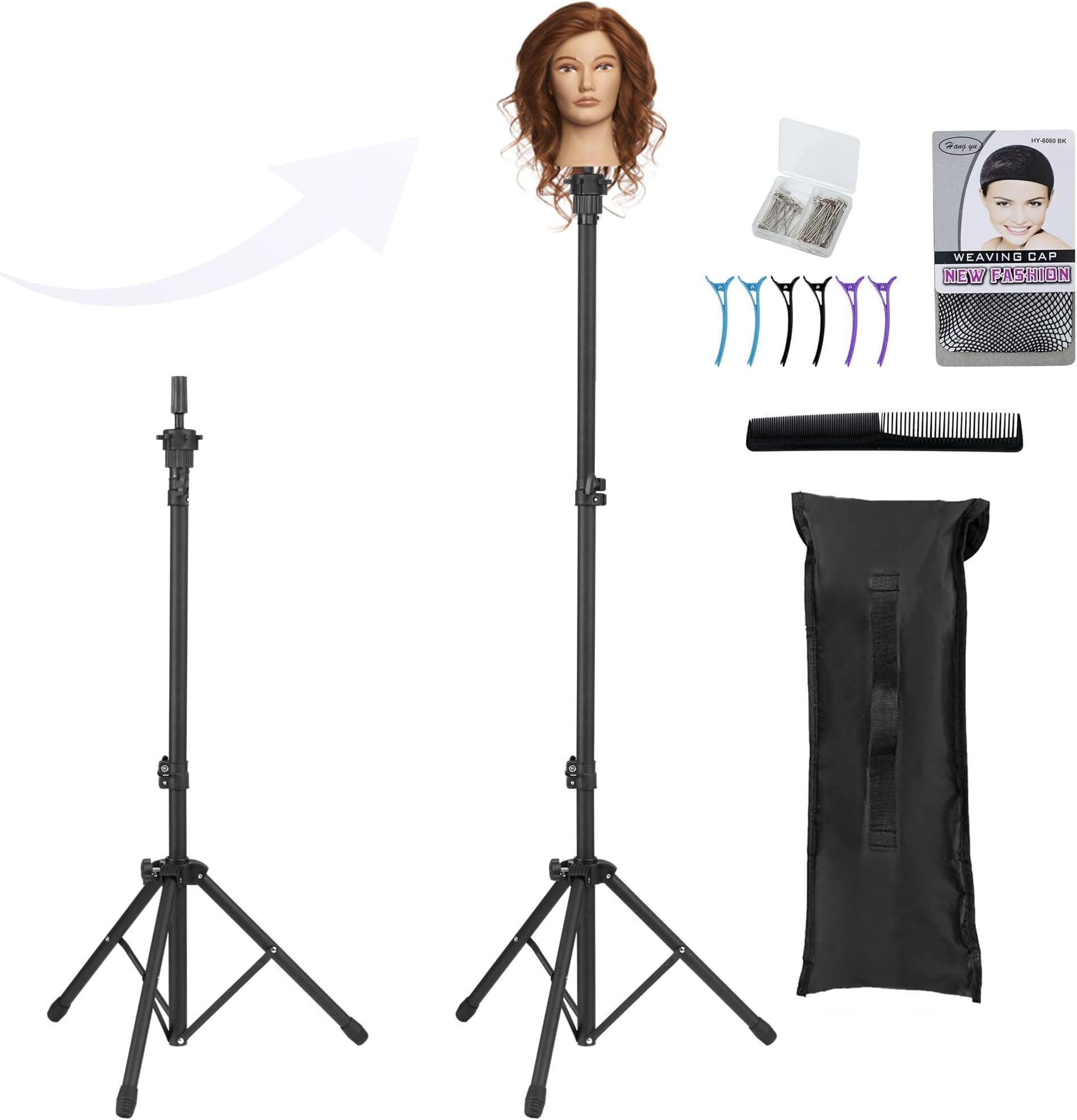 Amazon.com: Klvied Metal Wig Stand Tripod with Foot Panel,Adjustable ...