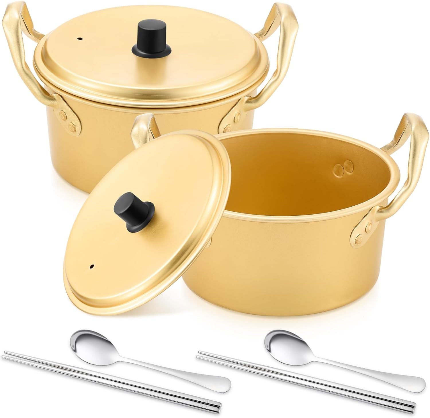 Amazon.com: Tioncy Korean Ramen Pot Set of 2 with Lid, Aluminum Ramen ...
