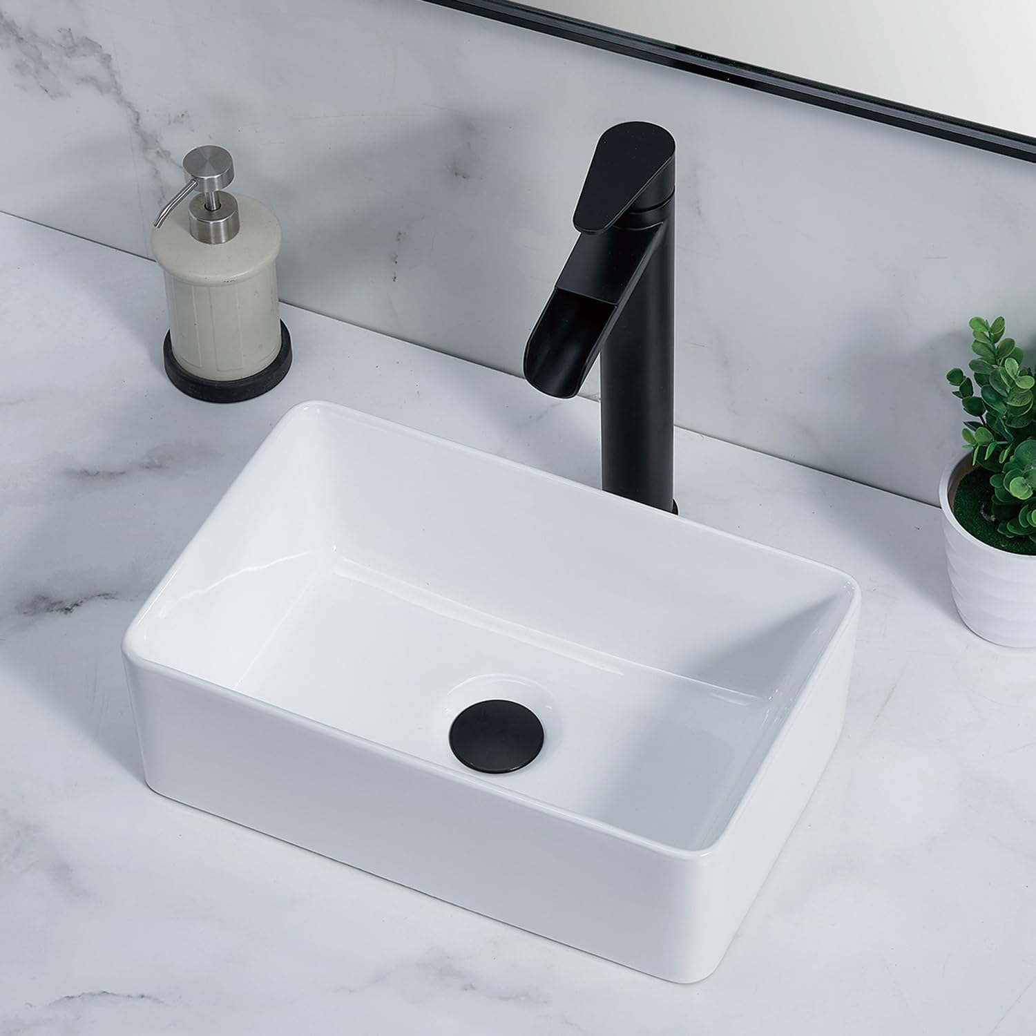 SHACO Vessel Sink 14 x 10 Inch Small Bathroom Sink Above Counter ...