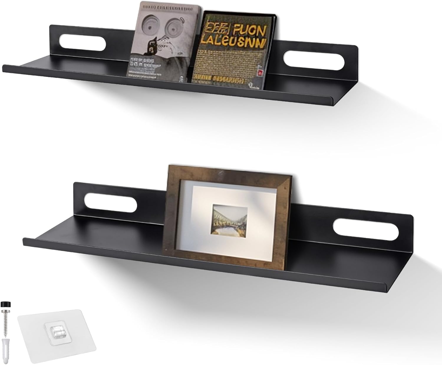 Amazon.com: LIGHT DUST Adhesive Small Shelf for Wall - No Drill Black ...