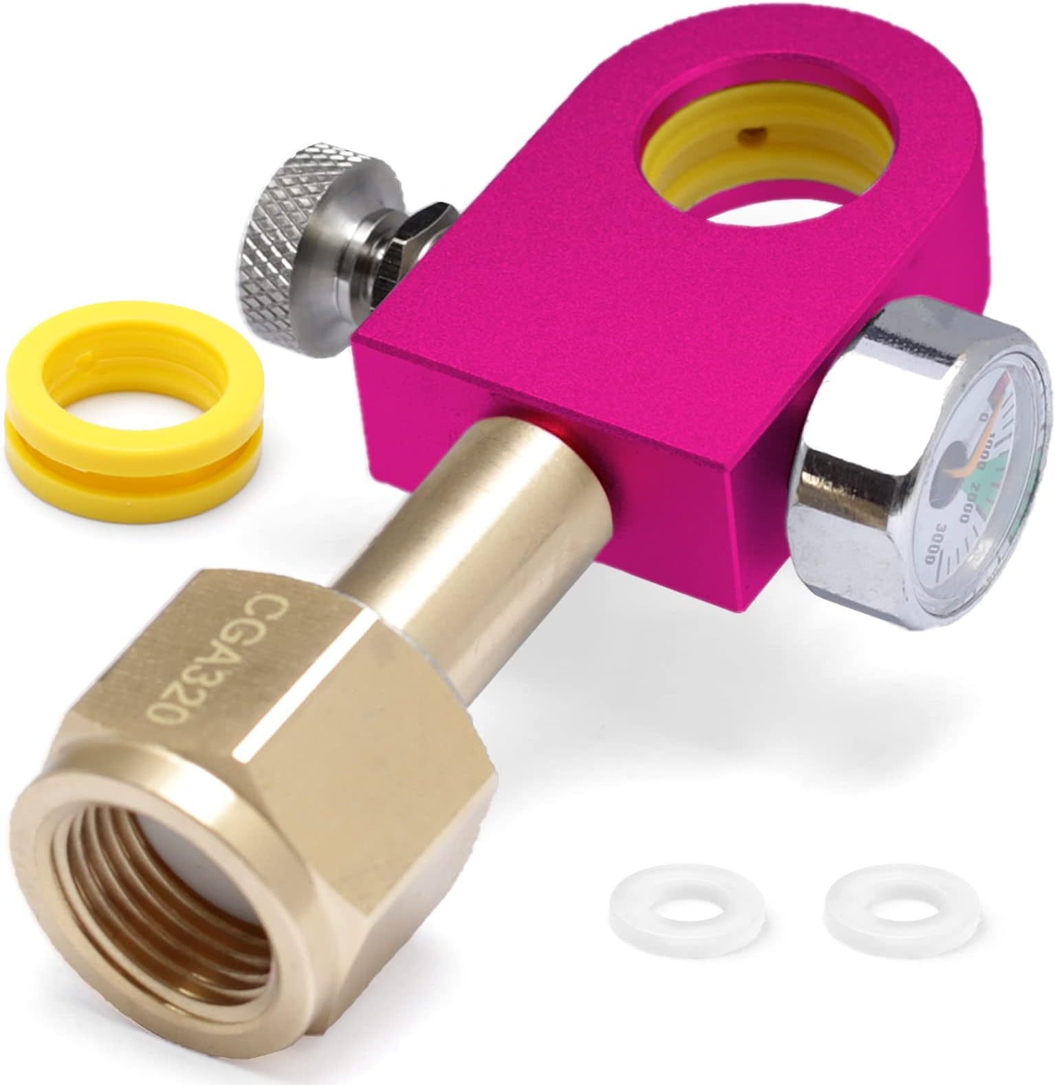 Amazon.com: Soda Co2 Refill Adapter with Big Pressure Gauge for Pink ...