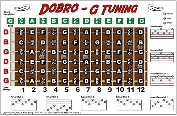 Amazon.com: Dobro G Tuning Resonator Guitar Fretboard Note & Rolls ...
