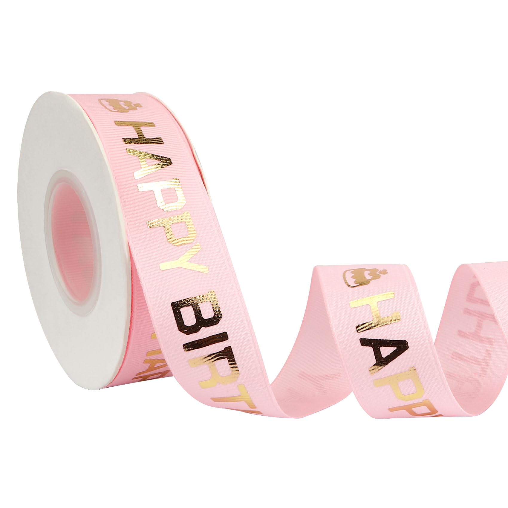 Amazon.com: Pink Ribbon Happy Birthday Ribbon for Bouquet 1 Inch 25 ...