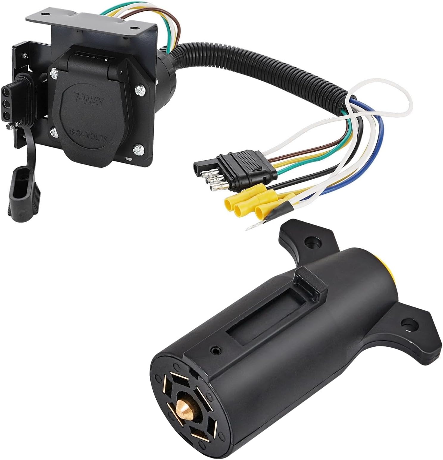 Amazon.com: MECMO Multi-Tow 4 Pin to 7 Pin and 4 Way Flat Trailer ...