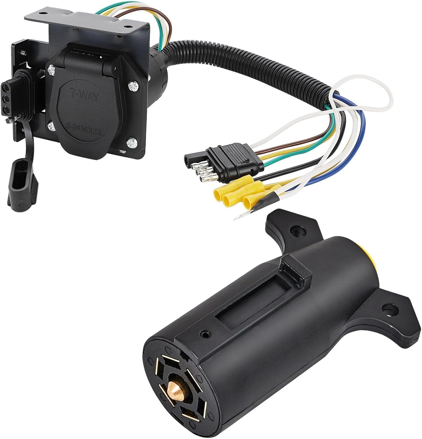 Amazon.com: MECMO Multi-Tow 4 Pin to 7 Pin and 4 Way Flat Trailer ...