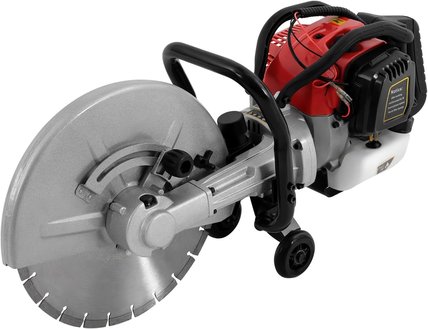 2-Stroke 52cc Concrete Saw Gas Powered, 1400W Concrete Cutter Circular ...