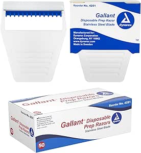Amazon.com: Dynarex Gallant Disposable Prep Razors, Used before ECG and ...