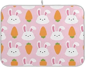 Amazon.com: Easter Rabbit Carrot Dish Drying Mat for Kitchen Counter 16 ...