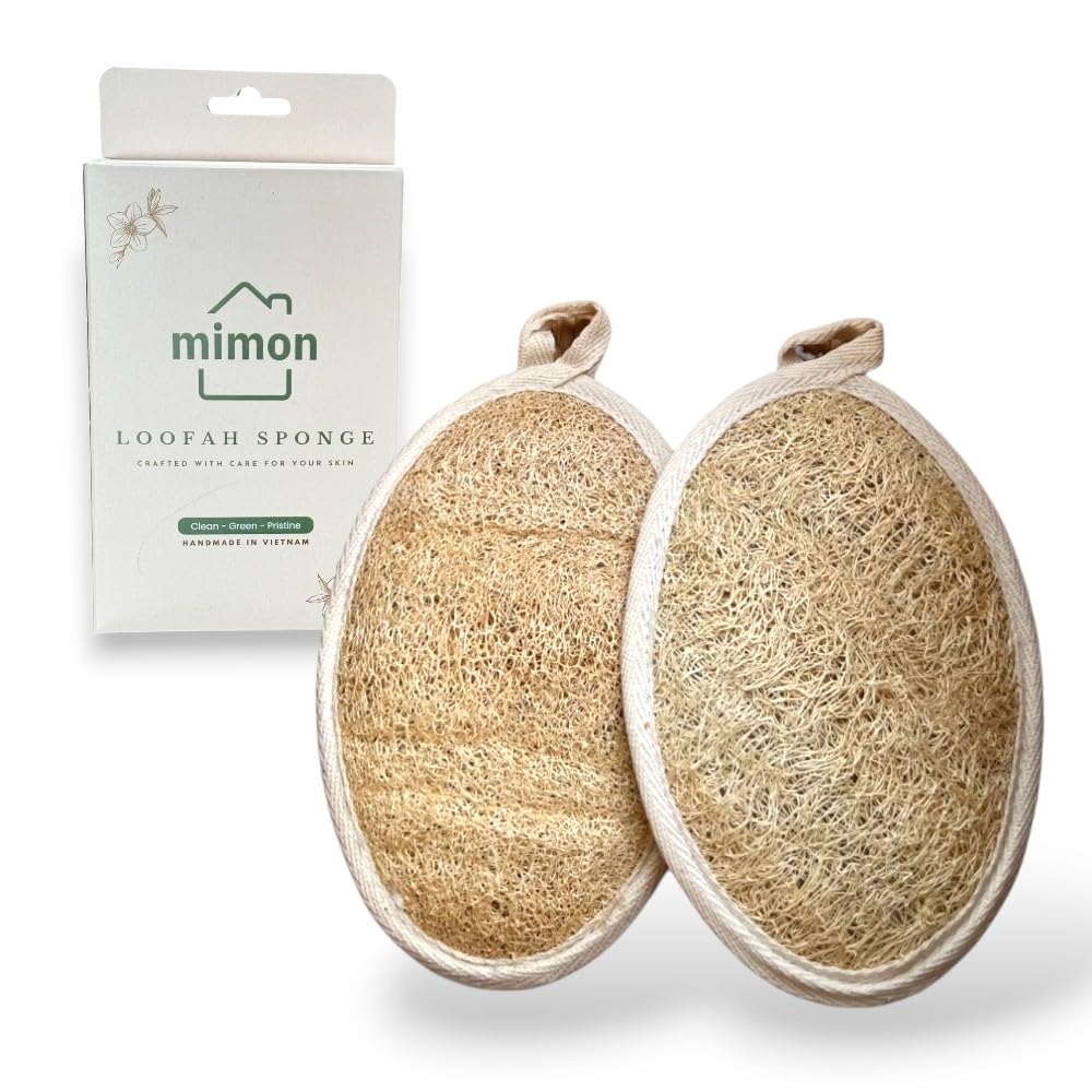 Amazon.com: Natural Loofah Sponge, Exfoliating Body Scrubbers (2 Pack ...