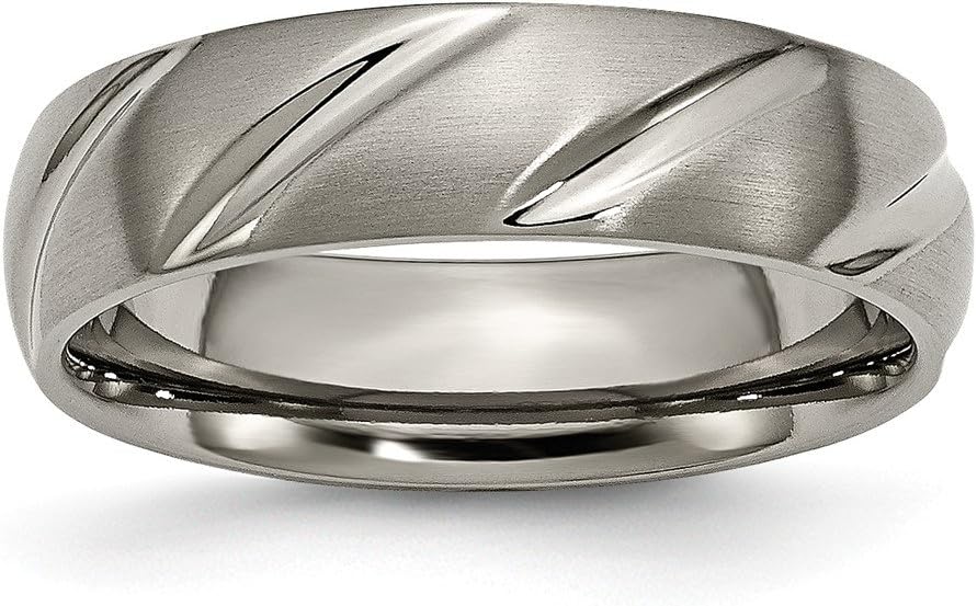 Amazon.com: RoseCharm Beautiful Titanium Swirl Design 6mm Satin Band ...