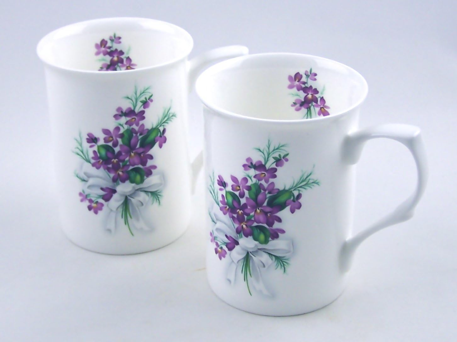Amazon.com | Fine English Bone China Mugs - Set of Two - Sweet Violet ...