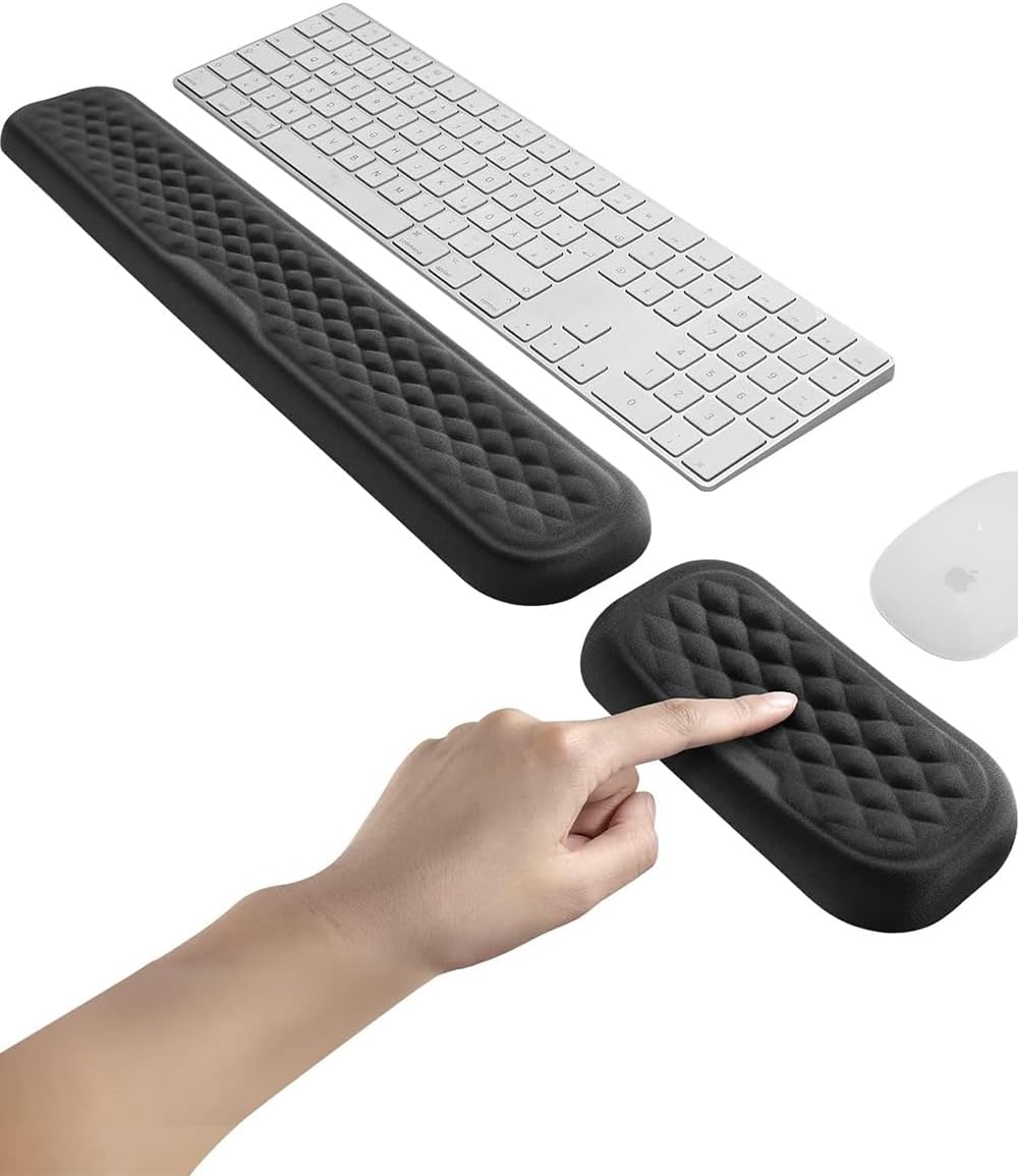 S2C Keyboard Wrist Rest, Black Memory Foam Mouse Wrist Rest, Ergonomic ...