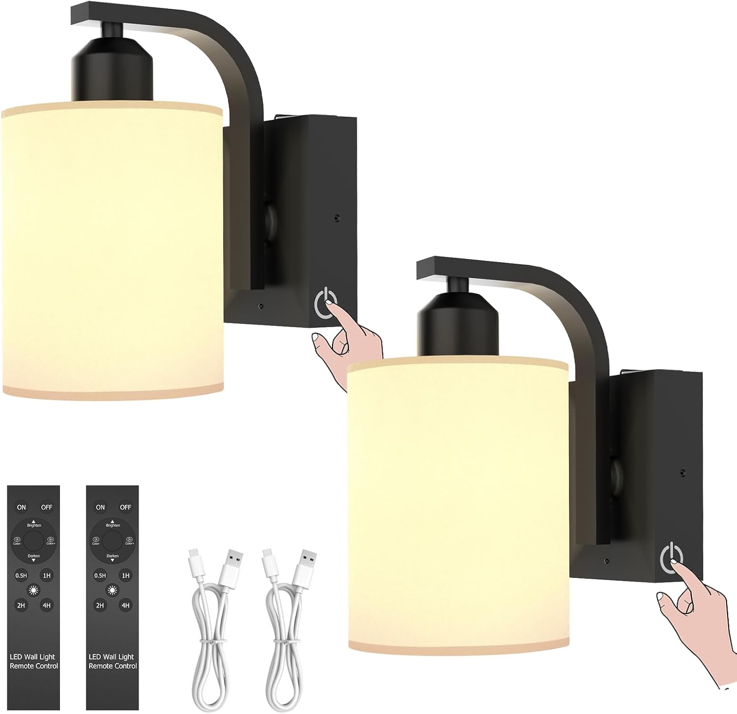 Battery Operated Wall Sconces Lights, 6000mAh Rechargeable Wall Lights ...