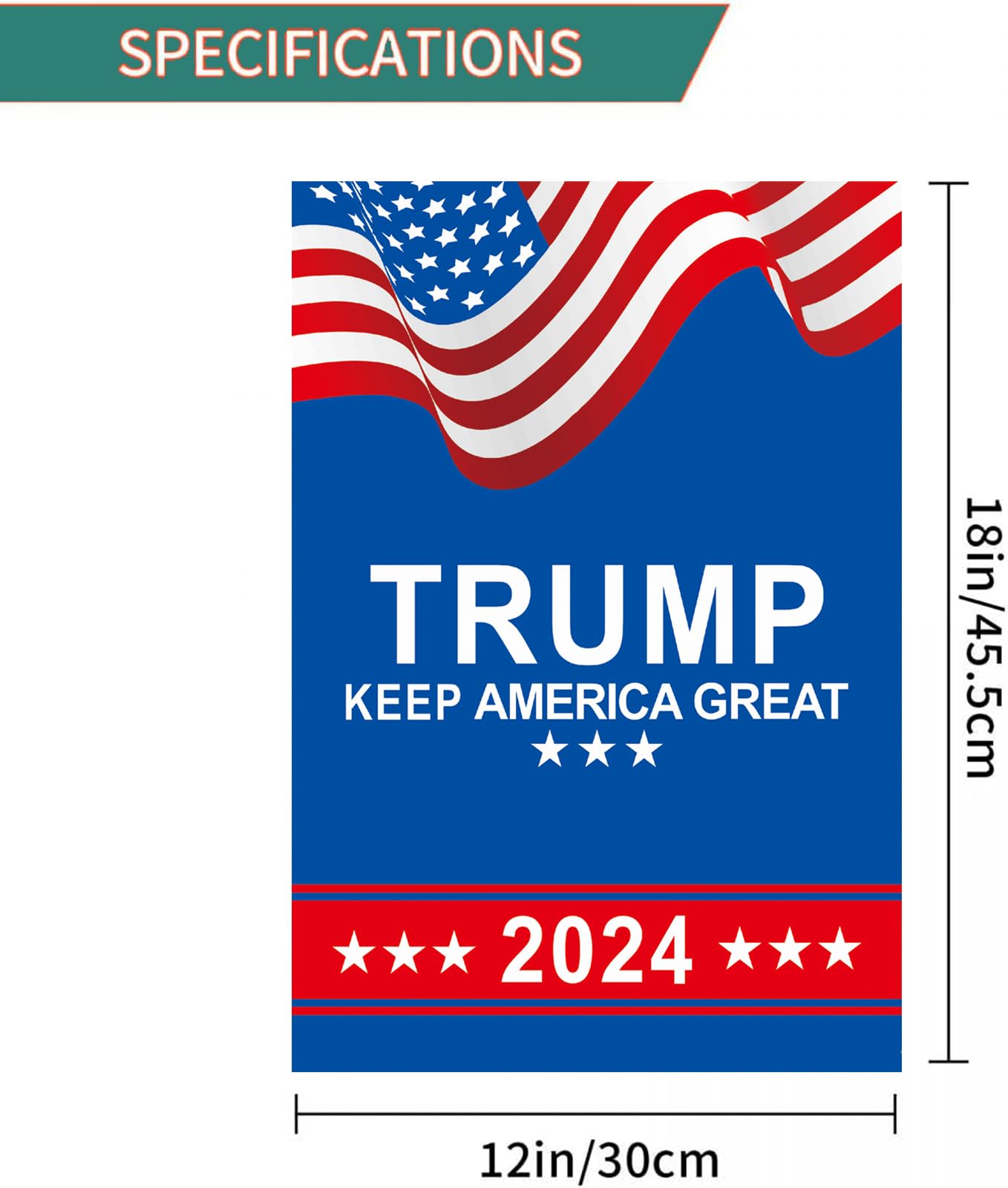 Snapklik Donald Trump 2024 Garden Flag 12x18 Inch Double Sided